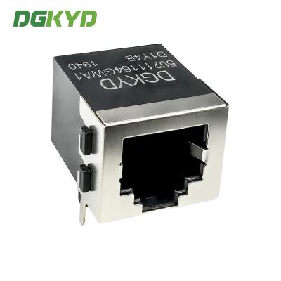 China RJ11 half package network port female socket without light strip shielding interface round needle gold-plated 6U DGKYD56211164GWA1D1Y4B for sale