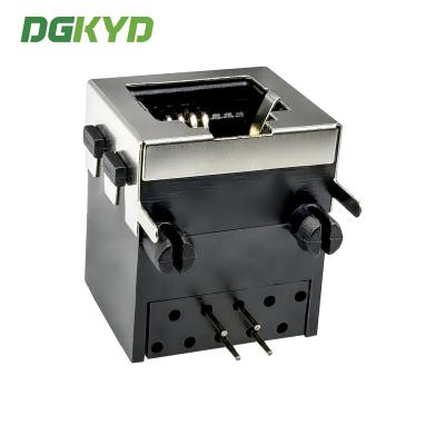 China RJ11 half package network port female socket without light strip shielding interface round needle gold-plated 6U DGKYD56211164GWA1D1Y4B for sale