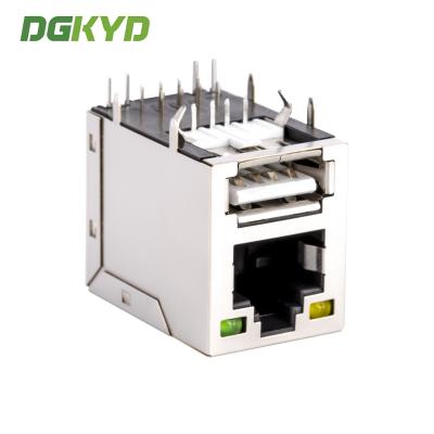China RJ45 with USB 2.0 socket, shielded with light, without filter DGKYDRU121188AB1WDY1054 for sale