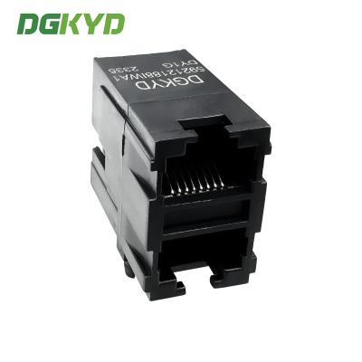 China RJ45 network port 2X1 stacked built-in non variable filter, no light, all plastic network interface DGKYD59212188IWA1DY1G for sale