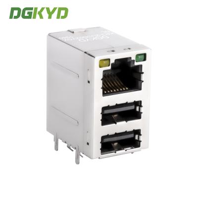 China Cat3 RJ45 Connector Stack Over Dual USB 2.0 A Type With Y/G Led KRJ-2USB02YGZNL for sale