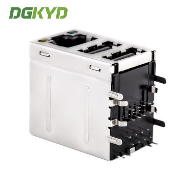 China Cat3 RJ45 Connector Stack Over Dual USB 2.0 A Type With Y/G Led KRJ-2USB02YGZNL for sale