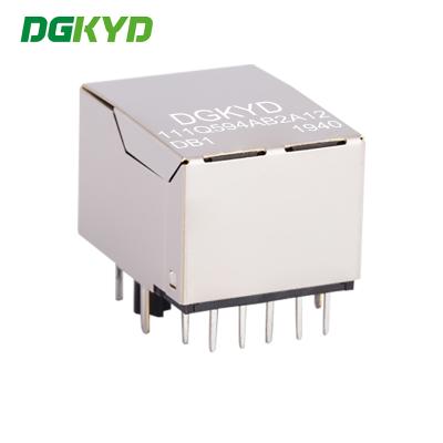 China RJ45 connector with built-in 10G integrated transformer with light and shielding DGKYD111Q594AB2A12DB1 for sale