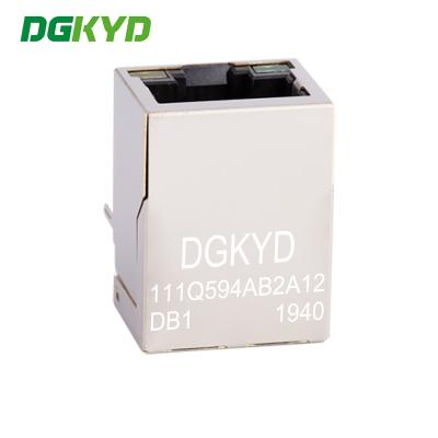China RJ45 connector with built-in 10G integrated transformer with light and shielding DGKYD111Q594AB2A12DB1 for sale