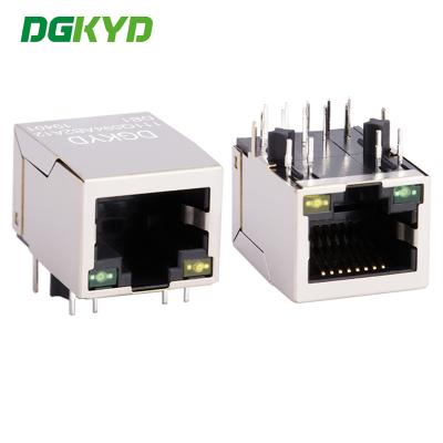 China RJ45 connector with built-in 10G integrated transformer with light and shielding DGKYD111Q594AB2A12DB1 for sale