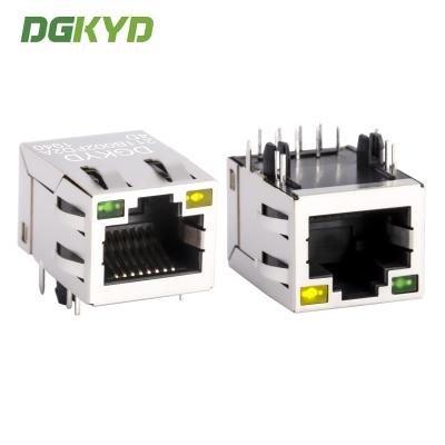 China RJ45 network port socket with built-in 100Mbps integrated transformer and light DGKYD211B002FD2A4D for sale