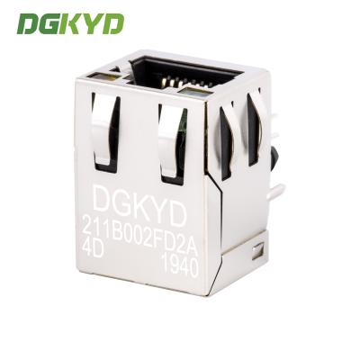 China RJ45 network port socket with built-in 100Mbps integrated transformer and light DGKYD211B002FD2A4D for sale