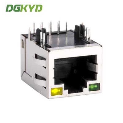China RJ45 network port socket with built-in 100Mbps integrated transformer and light DGKYD211B002FD2A4D for sale