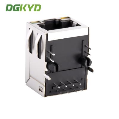 China RJ45 network port socket with built-in 100Mbps integrated transformer with light and shielding KRJ-SH105GYENL for sale