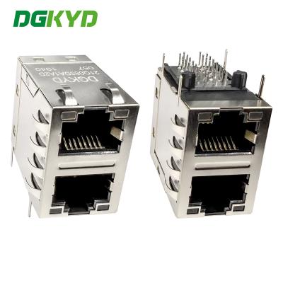 China RJ45 stacked Ethernet socket with built-in gigabit integrated transformer DGKYD21Q085DA1A2D057 for sale