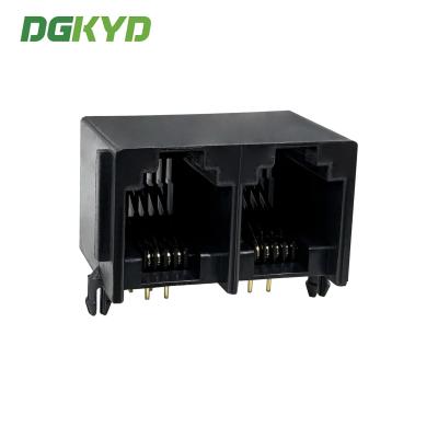 China RJ11 Ethernet port connector 1X2 with ear interface 6P6C DGKYD5523E1266IWA1DY4 for sale