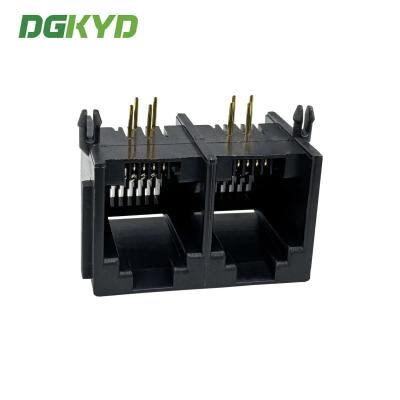 China RJ11 Ethernet port connector 1X2 with ear interface 6P6C DGKYD5523E1266IWA1DY4 for sale