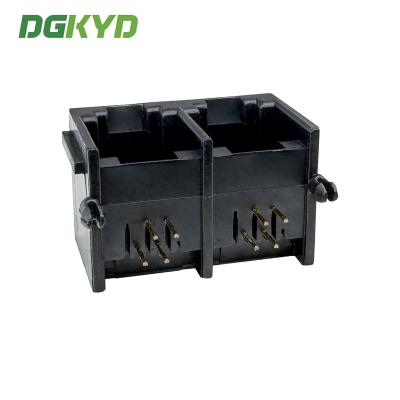 China RJ11 Ethernet port connector 1X2 with ear interface 6P6C DGKYD5523E1266IWA1DY4 for sale
