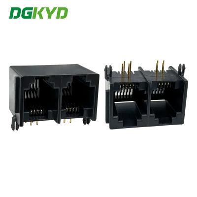 China RJ11 Ethernet port connector 1X2 with ear interface 6P6C DGKYD5523E1266IWA1DY4 for sale