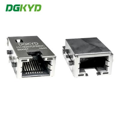 China RJ45 sinking board 100Mbps integrated filter with light strip shielding DGKYD1311B257CF5W4CBD057 for sale
