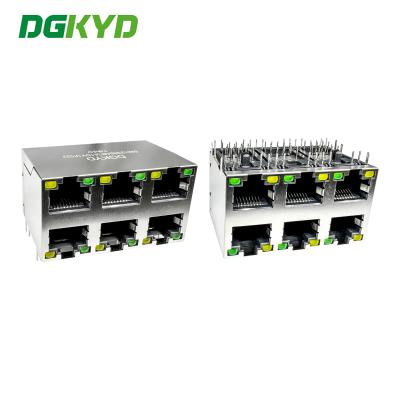China RJ45 connector industrial network port 2X3 socket with shielding DGKYD59212388AB1A1DY1F022 for sale