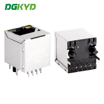 China High Performance 180 Degree Top Entry RJ45 Jack With Transformer Cat 5 KRJ-187GYNL for sale