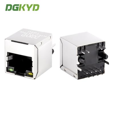 China KRJ-181NL 180 Degree Cat5e Rj45 Connector Vertical Mesh Outlet Socket RoHS With Internal Magnetics And LED for sale