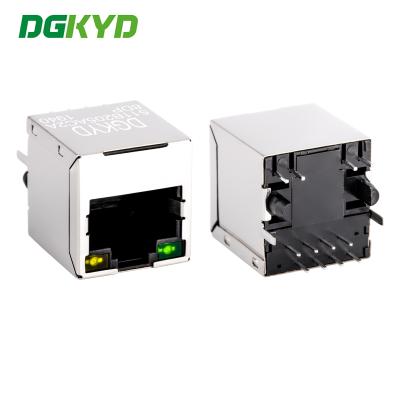 China Vertical RJ45 Connector with PoE Power Supply, 100Mbps Integrated Filter, DGKYD511B205AC2A8DP for sale