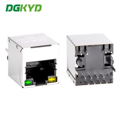 China Custom 180 Degree Top Entry EMI 8P8C RJ45 Jack Cat 5 Ethernet Connector With POE KRJ-184POENL for sale