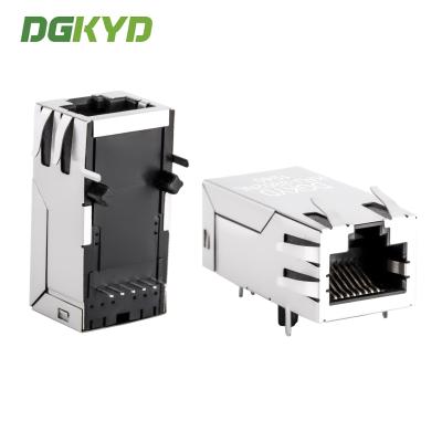 China Customized 1000M 33.0mm Single Port 6 Pin Rj45 Connector with Transformer / Leds KRJ-3302NL for sale