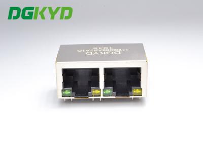 China Transformer Connector Modular Black Plastic Housing 1000M 2 Port RJ45 for sale