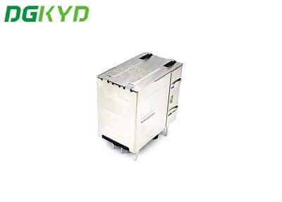 China 2 Port Gigabit Ethernet Modular Jack RJ45 Connector 2x1 Offset St / JK With LED Ethernet Filter 10Pin for sale