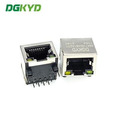 China DGKYD56A1188AB1A2DY1054 RJ45 network port connector 1X1 8P8C G/FU straight-in with light shielding connector for sale