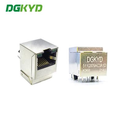 China 180 Vertical Ethernet Female Rj45 Network Connector DGKYD511Q009AC3A1DK068 for sale
