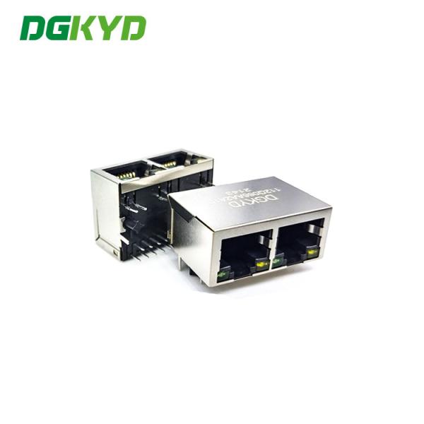 1x2 Port 1000M RJ45 Multiple Port Connectors Socket With LED Light