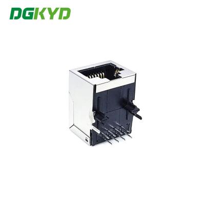 China Puerto del conector del gigabit PBT 8 Pin Rj 45 solo sin el escudo de cobre amarillo del LED en venta
