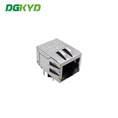 China único conector portuário de 1x1 Cat5e RJ45 com porto do diodo emissor de luz RJ45 de EMI Finger Yellow Green único com transformador à venda
