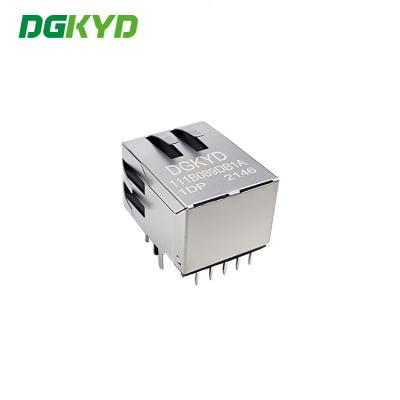 China único conector portuário de 1x1 Cat5e RJ45 com porto do diodo emissor de luz RJ45 de EMI Finger Yellow Green único com transformador à venda