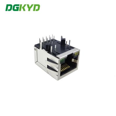 China único conector portuário de 1x1 Cat5e RJ45 com porto do diodo emissor de luz RJ45 de EMI Finger Yellow Green único com transformador à venda