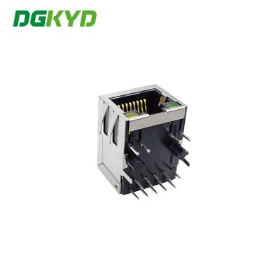 China único conector portuário de 1x1 Cat5e RJ45 com porto do diodo emissor de luz RJ45 de EMI Finger Yellow Green único com transformador à venda