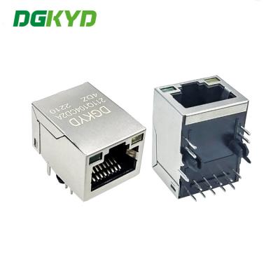 China DGKYD211Q104CD2A4DZ Gigabit Single Port Cat6 Ethernet Connector LED 10P8C RJ45 Modular Jack Pcb Jack for sale