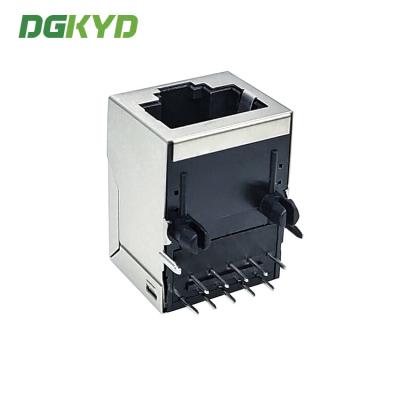 中国 90度1のイーサネット ケーブルRJ45モジュラー ジャックのための左舷イーサネット ジャッキRJ45の単一の左舷コネクター 販売のため