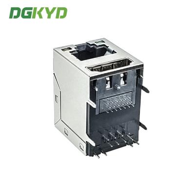 China DGKYDRH1188AB1A1DB1080 RJ45 Network Port USB Connector Single Port 8P8C Connector With LED Network Port Socket for sale