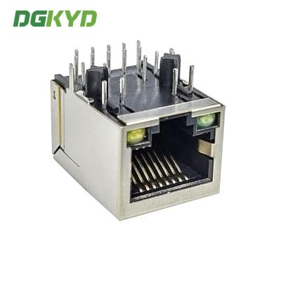 중국 광띠 차폐 10P8C와 DGKYD111Q334AB2A2DP057 RJ45 기가비트 이더넷 필터 단일 포트 네트워크 커넥터 포 판매용