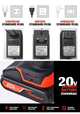Cina set di strumenti della chiave pneumatica della batteria di Wrench Set Power del driver di impatto 3000RPM di 20Volts 1/2in in vendita