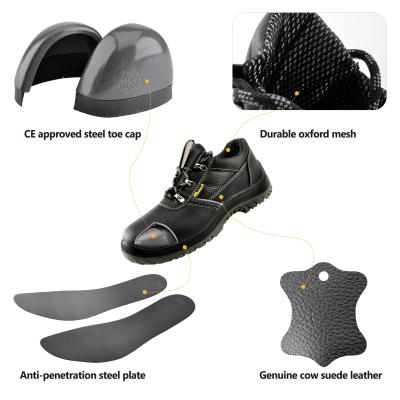 Cina La mucca riveste di pelle Toe Waterproof Safety Shoes Work che d'acciaio degli uomini gli stivali non slittano le scarpe resistenti UK3-13 dell'olio in vendita