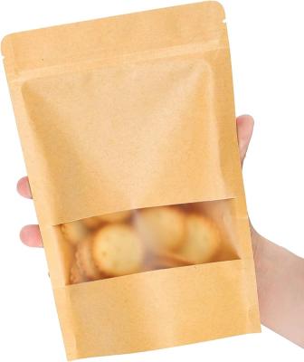 China Space Saving Convenience Resealable Ziplock Front Window Stand-Up Smell Proof Plastic Kraft Paper Bag for sale