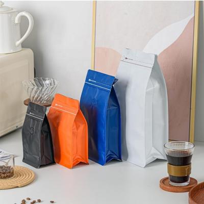 China Premium Matte  8 Side Seal Plastic Eco-Friendly  Aluminum Foil Flat Bottom Stand Pouch Coffee Packaging Bag for sale