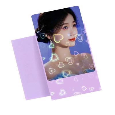 China Holographic Shrink Card Sleeves Laser Flashing Glossy Photo Protector Cover Shimmer Glossy Clear Hologram Kpop Idol Card Sleeve for sale