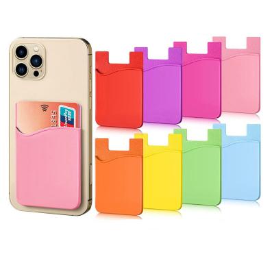 China Custom Logo Adhesive Silicone Card Sleeve Stick on Cellphone Wallet Card Holder for Phone Case for sale