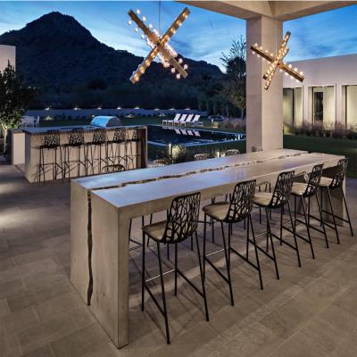 China Rectangular Kitchen Chair Set Concrete GRC Dining Table With Bench for sale