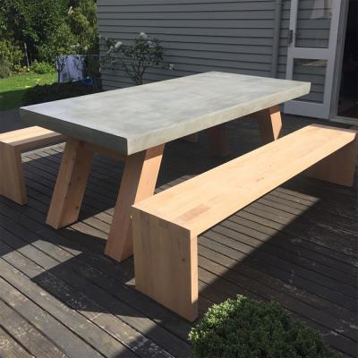 Cina Tavolo da patio in cemento GRC rettangolare / rotondo con sedie a panca in vendita