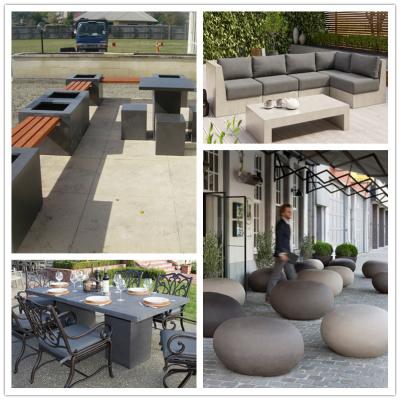 China Customized Outdoor Concrete Furniture GRC Patio Garden Bench Table For Poolside for sale