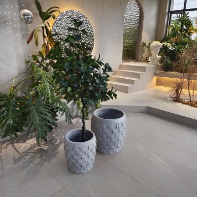 Cina D390*H410B D340*H360 Piantatrice in fibra di argilla con superficie strutturata e caratteristiche resistenti al gelo in vendita