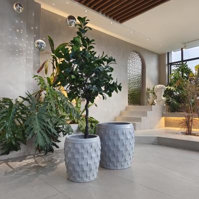 中国 D390*H410B D340*H360 繊維粘土の植樹器 表面の質感と凍結耐性 販売のため